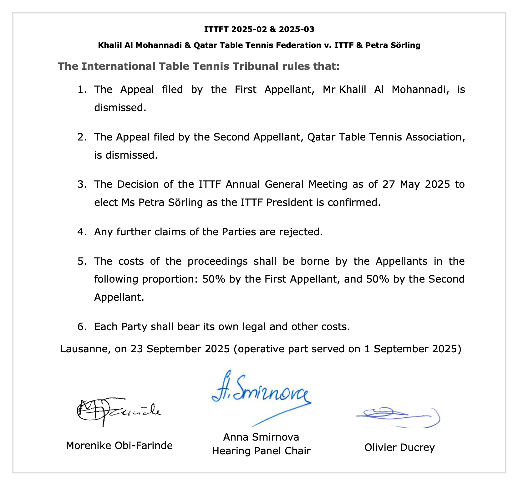 ITTF Tribunal decision: how the table tennis powerhouses Greenland and ...